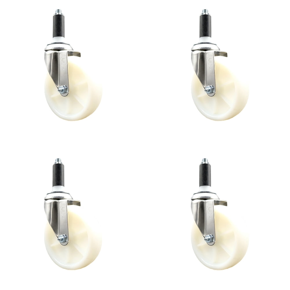 5 Inch 316SS Nylon Wheel Swivel 1 Inch Expanding Stem Caster Set SCC ...