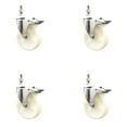 5 Inch 316SS Nylon Wheel Swivel 12mm Threaded Stem Caster Set Lock ...