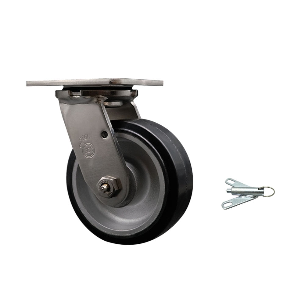 5 Inch 316SS Rubber on Aluminum Swivel Caster with Delrin Bearing&Swivel Lck SCC - Walmart.com