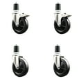 5 Inch 316SS Soft Rubber Swivel 1-7/8 Inch Stem Caster Set 2 Lock Brake ...