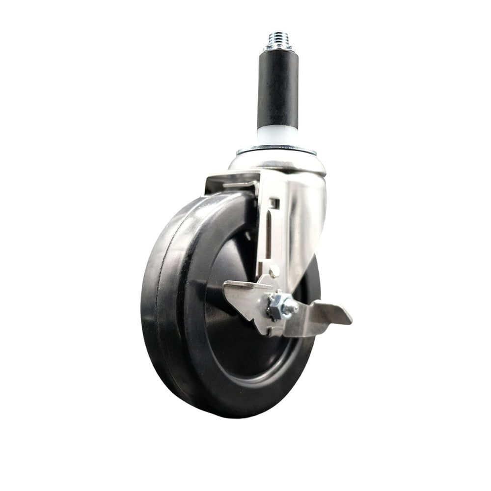 5 Inch 316SS Soft Rubber Wheel Swivel 1 Inch Expanding Stem Caster ...