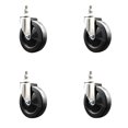 5 Inch 316SS Soft Rubber Wheel Swivel 12mm Threaded Stem Caster Set SCC ...