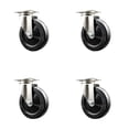5 Inch 316SS Soft Rubber Wheel Swivel Top Plate Caster Set Service ...