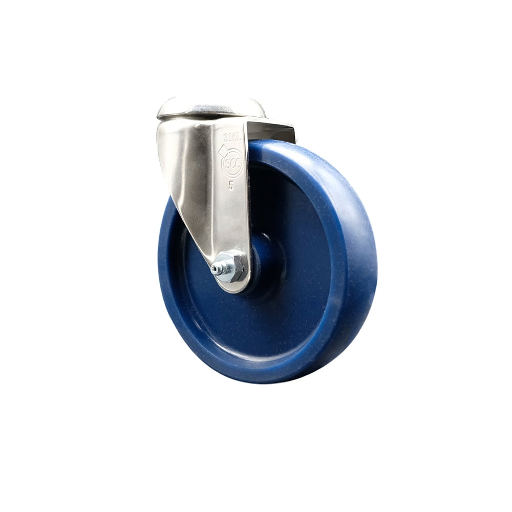 5 Inch 316SS Solid Polyurethane Wheel Swivel Bolt Hole Caster Service ...
