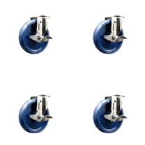 3 Inch SS Gray Polyurethane Wheel Swivel Bolt Hole Caster Set with ...
