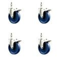 5 Inch 316SS Solid Polyurethane Wheel Swivel ½ Inch Stem Caster Set ...