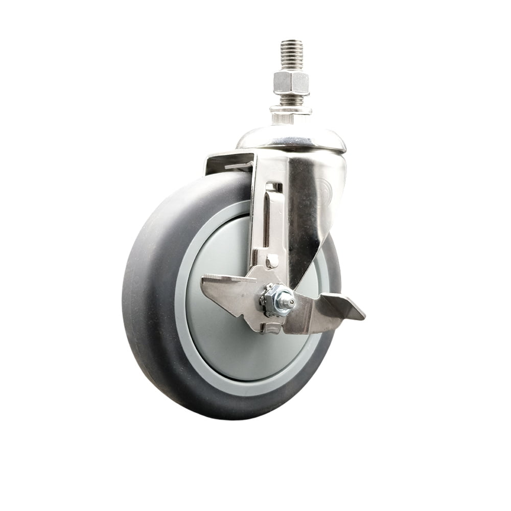 5 Inch 316SS Thermoplastic Rubber Swivel 12mm Threaded Stem Caster ...