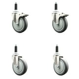 5 Inch 316SS Thermoplastic Rubber Swivel 7/8 Inch Stem Caster Set 2 ...