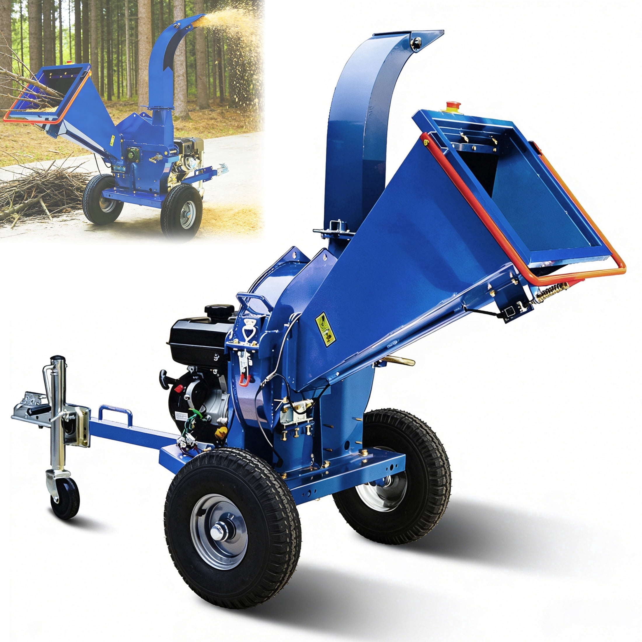 5-Inch 420cc 15HP Wood Chipper, Towable Chipper Shredder, Wood Chippers ...