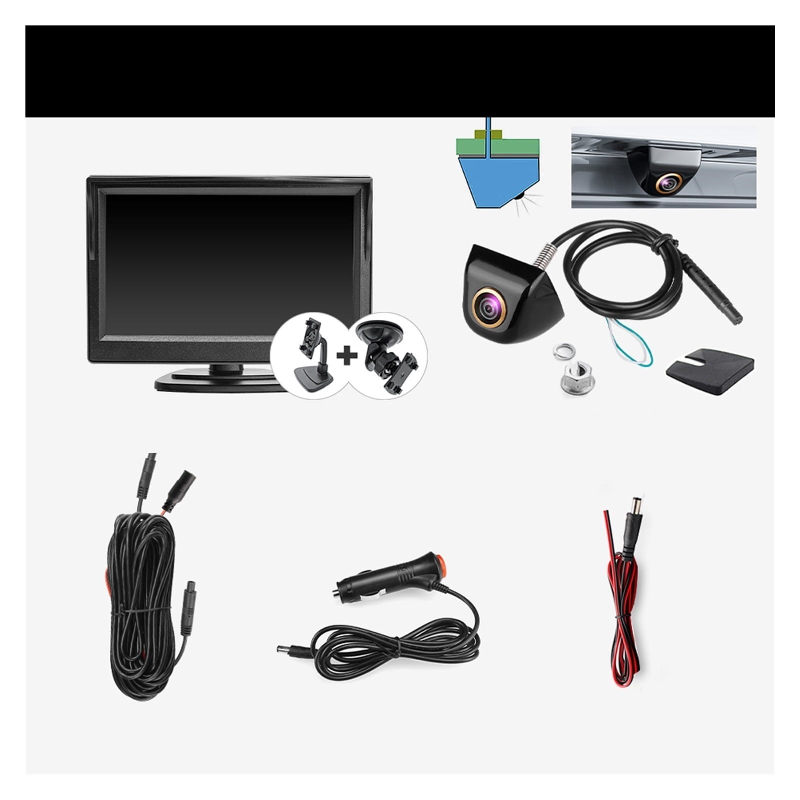 5 Inch AHD 4Pin Car Monitor For 1080P High Definition 170 Degree Night ...