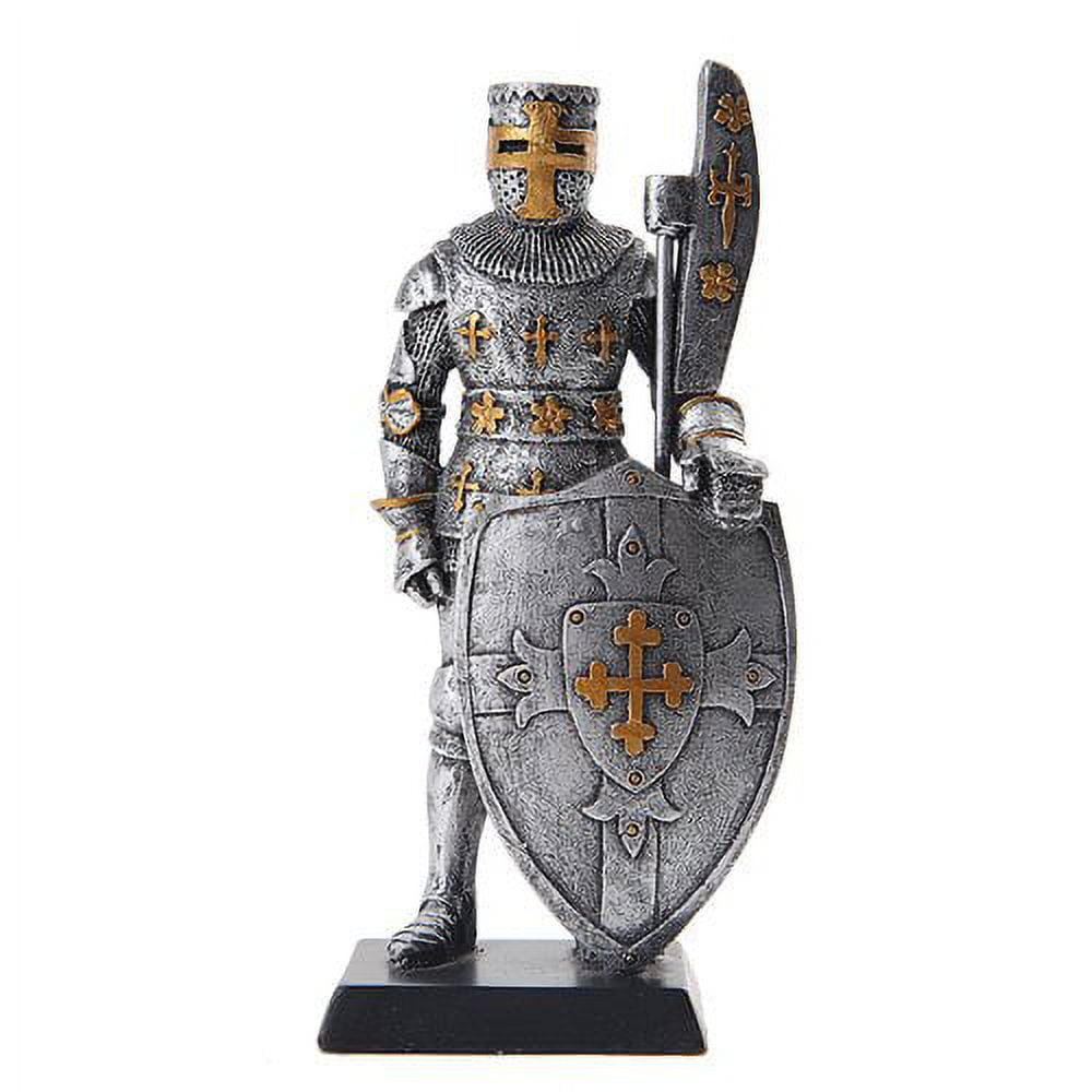 5 Inch Armored Medieval Knight with Large Shield Statue Figurine ...