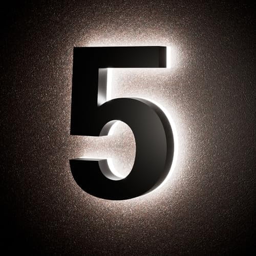 5 Inch Backlit House Numbers for Outside, Stainless Steel, LED ...