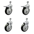 5 Inch Black Polyurethane Wheel Swivel ½ Inch Stem Caster Set 2 Total ...