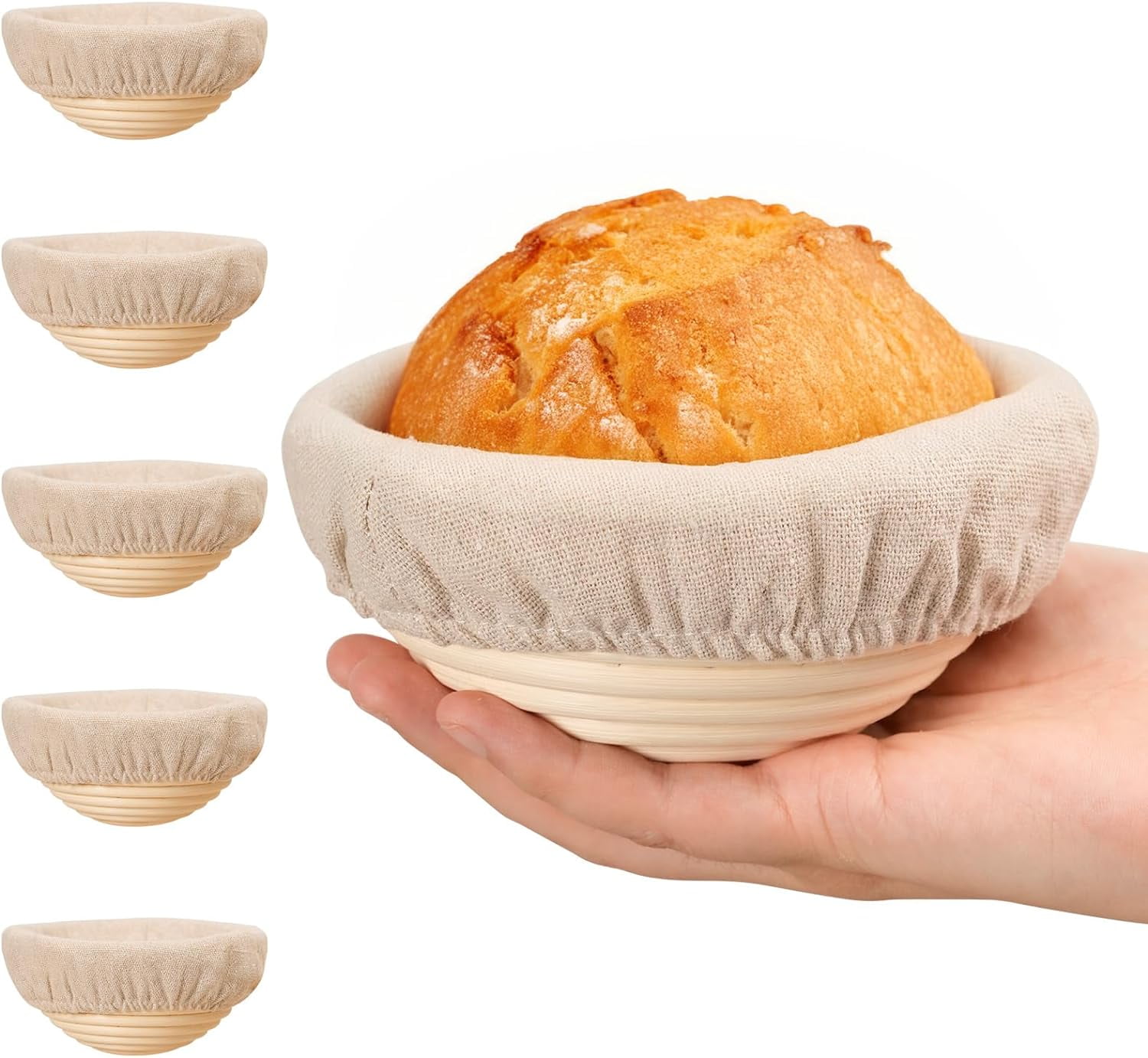 5 Inch Bread Proofing Basket Set of 6, Mini Sourdough Bread Baking ...