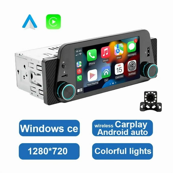 5 Inch Car Radio Wireless Carplay 1Din MP5 Player Autoradio Stereo ...