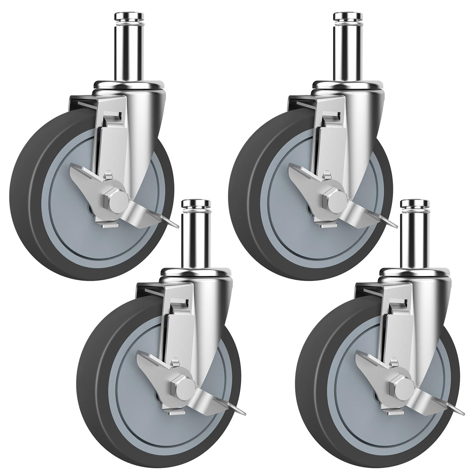 5 Inch Caster Wheels Grey(4 Brakes) Material Handling for Wire Shelving ...