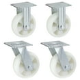 5 Inch Combo Plate Casters, 2 Fixed Castors and 2 Swivel Casters, Nylon ...