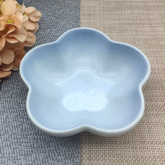 5 Inch Creative Flower Ceramic Bowl Small Deep Dish Solid Color Ceramic ...