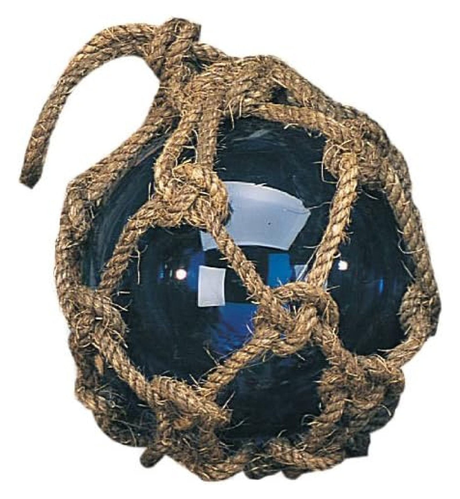 5 Inch Dia Blue Nautical Glass Japanese Fishing Float in Brown Net ...