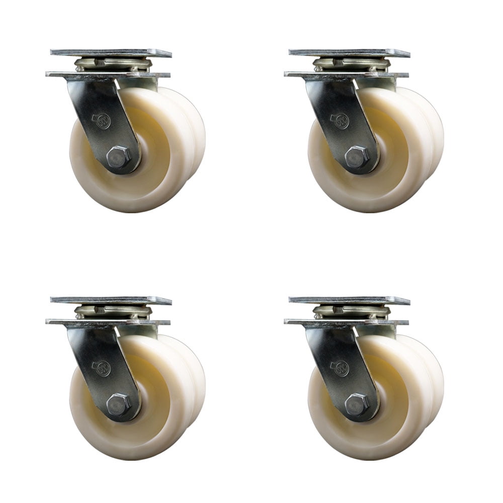 5 Inch Dual Nylon Wheels Swivel Casters Set with Ball Bearings Service ...