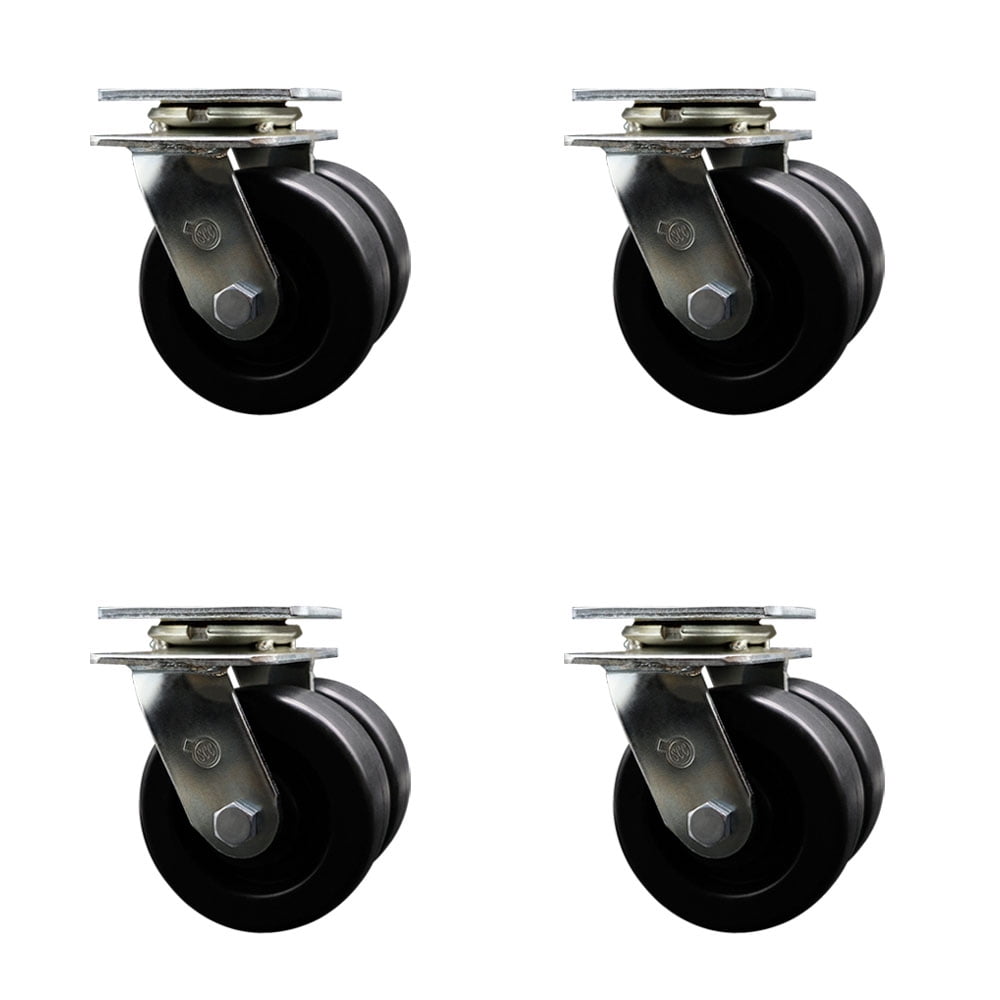 5 Inch Dual Polyolefin Wheels Swivel Caster Set with Roller Bearing SCC ...