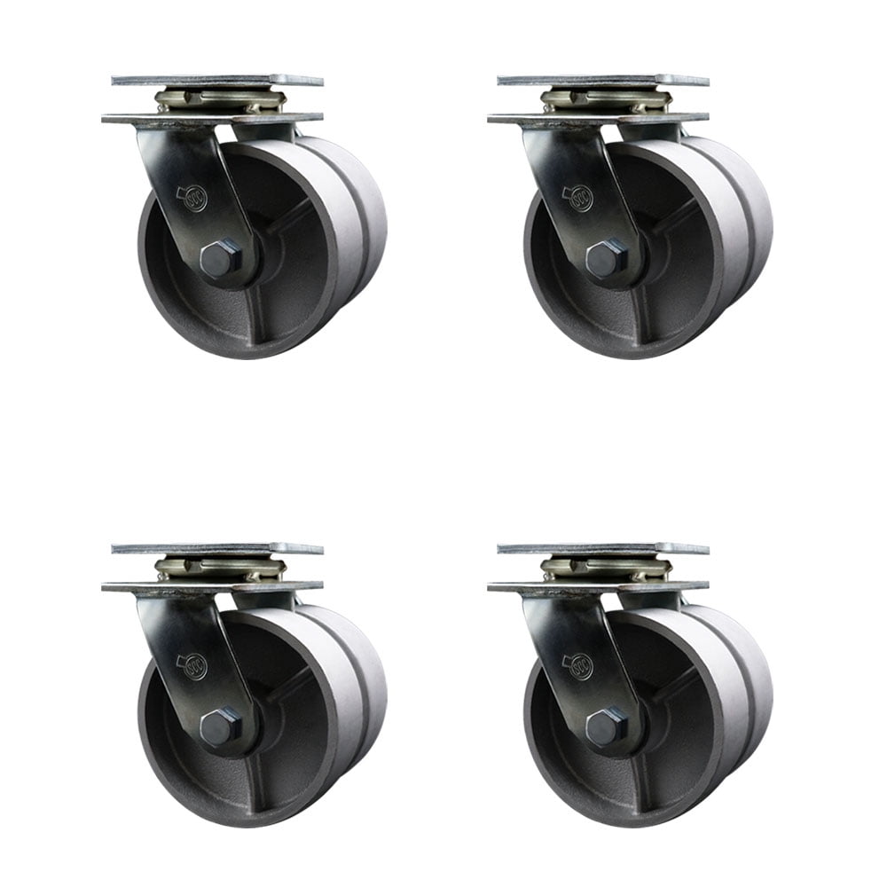 5 Inch Dual Semi Steel Wheels Swivel Caster Set with Ball Bearing ...