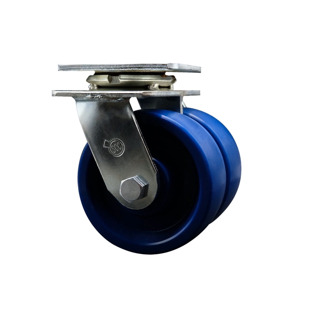 5 Inch Dual Solid Polyurethane Wheels Swivel Caster with Roller Bearing ...