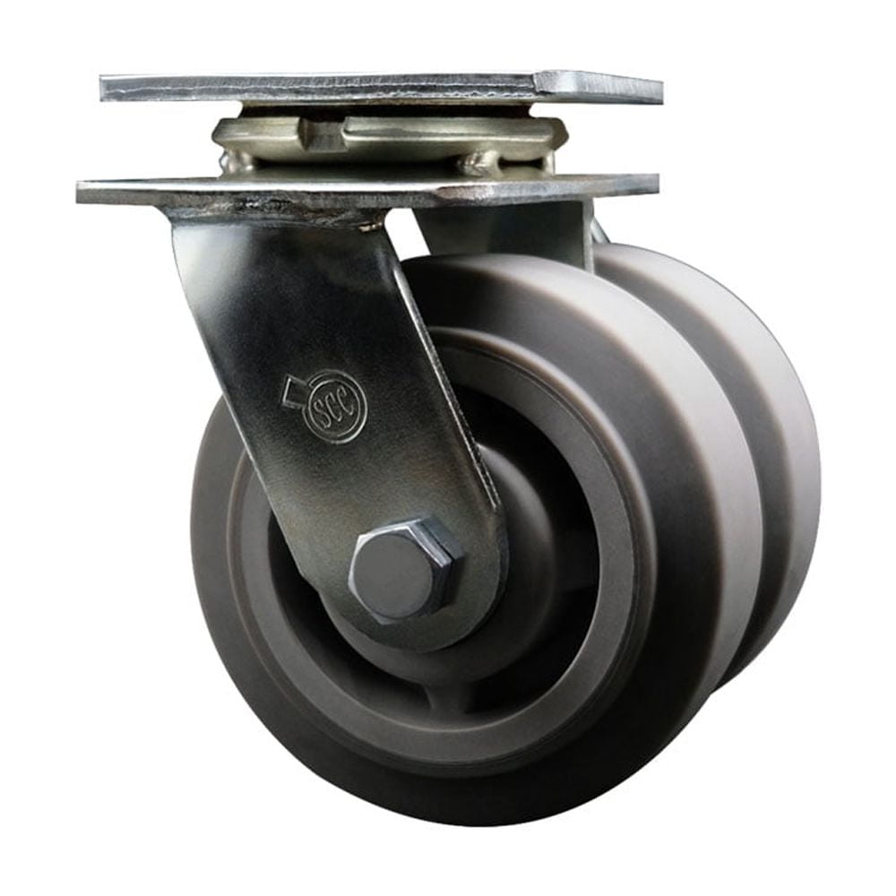 5 Inch Dual Thermoplastic Rubber Wheels Swivel Caster with Roller ...