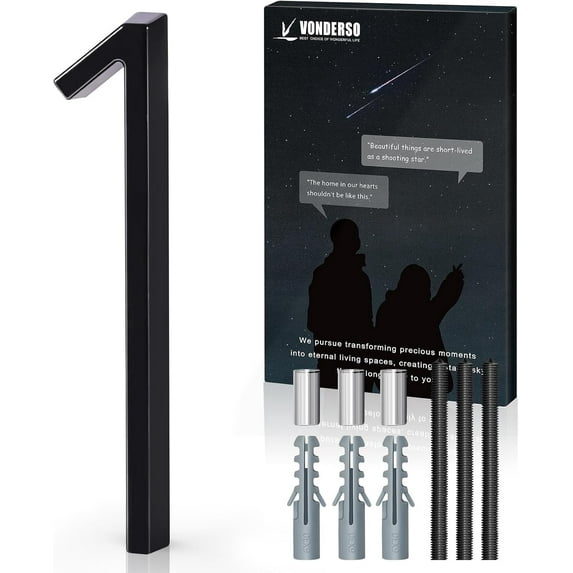 5 Inch Floating House Number 1, Black Metal Modern Outdoor Address Sign ...