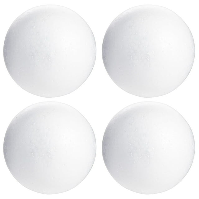 5 Inch Smooth Circle Foam Balls for Crafts - Pack of 4 Solid White ...