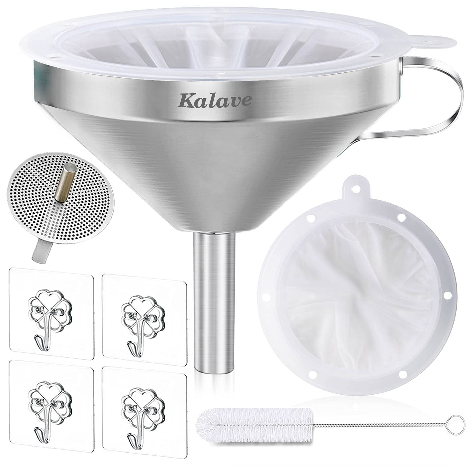 5 Inch Food Safe Funnel Set with Removable Strainer, Stainless Steel ...