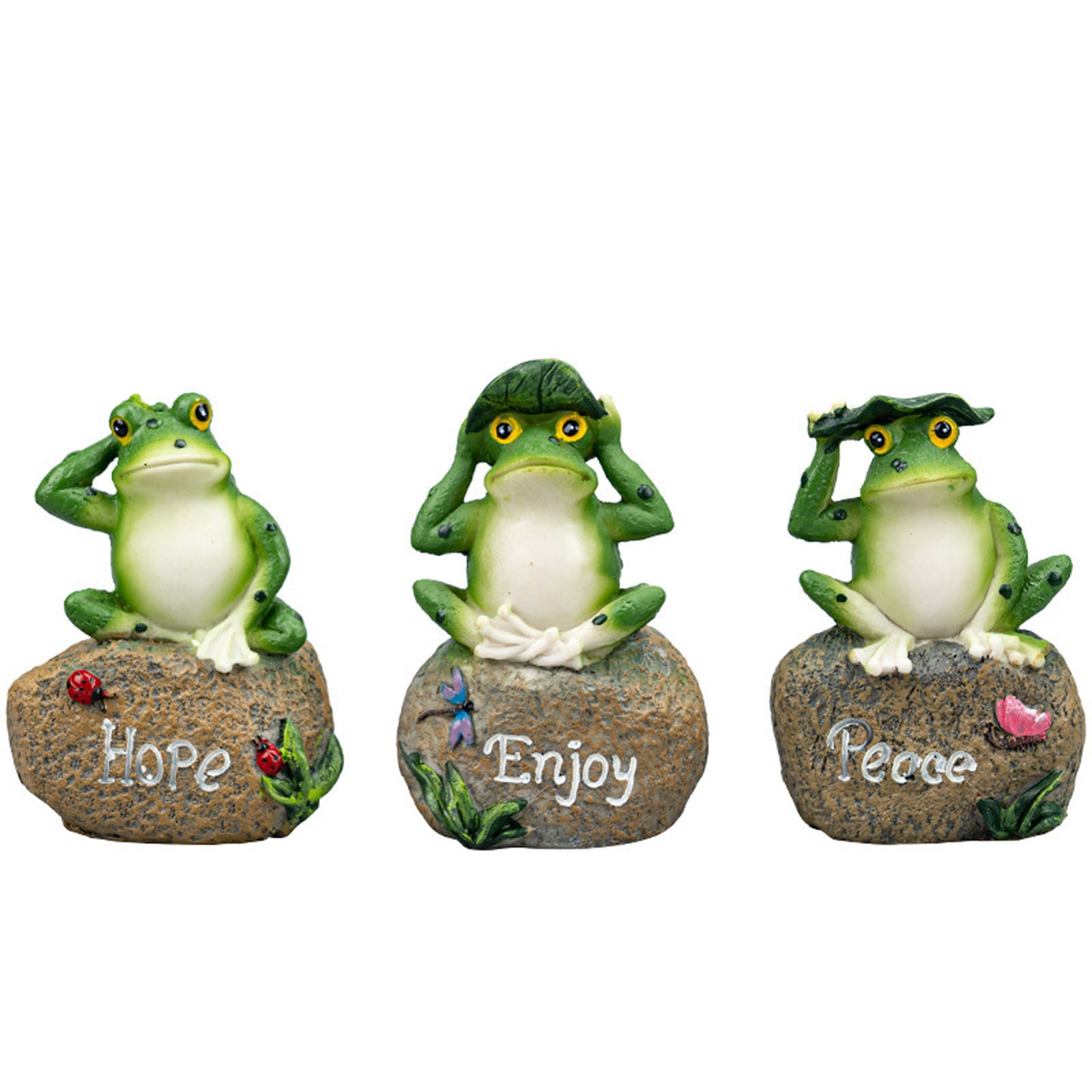 5 Inch Garden Frog Statues 3 Pack, Resin Hope/Enjoy/Peace Frogs on ...