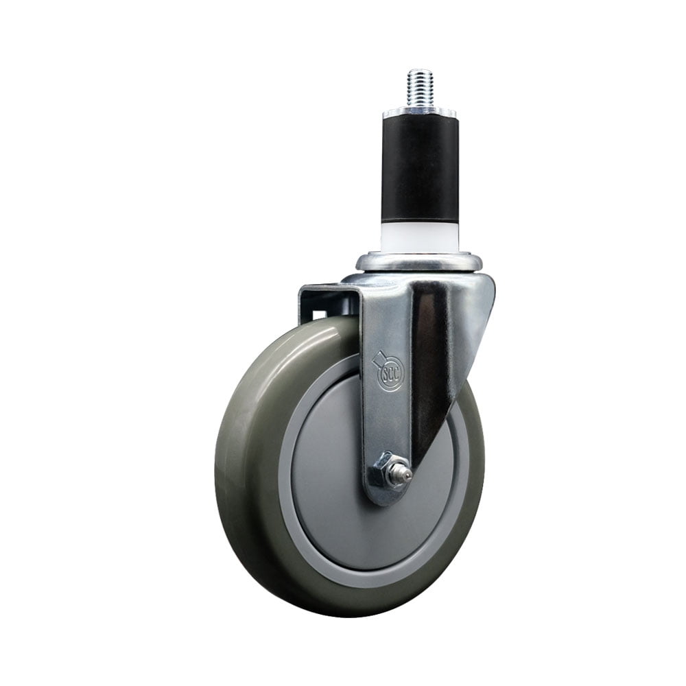 5 Inch Gray Poly Wheel Swivel 1-1/2 Inch Expanding Stem Caster SCC ...