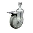 5 Inch Gray Polyurethane Wheel Swivel 12mm Stem Caster with Total Lock ...