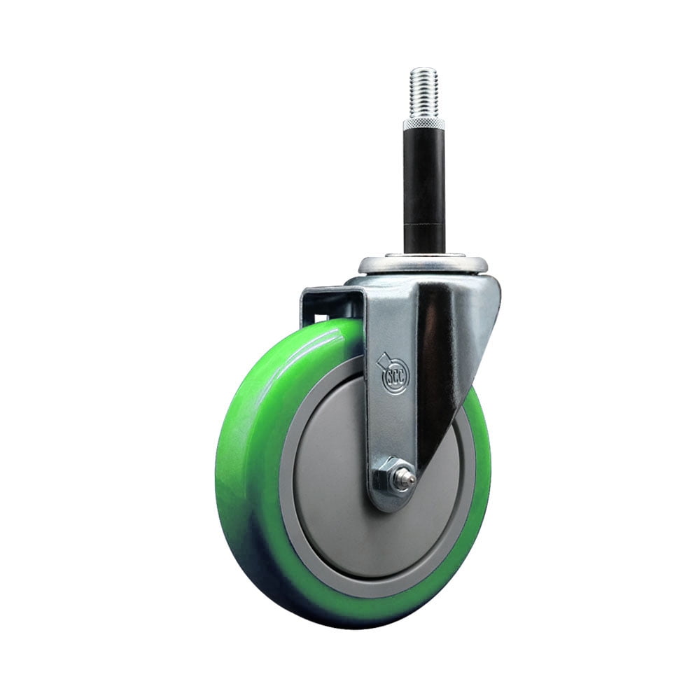 5 Inch Green Poly Wheel Swivel 3/4 Inch Expanding Stem Caster SCC ...
