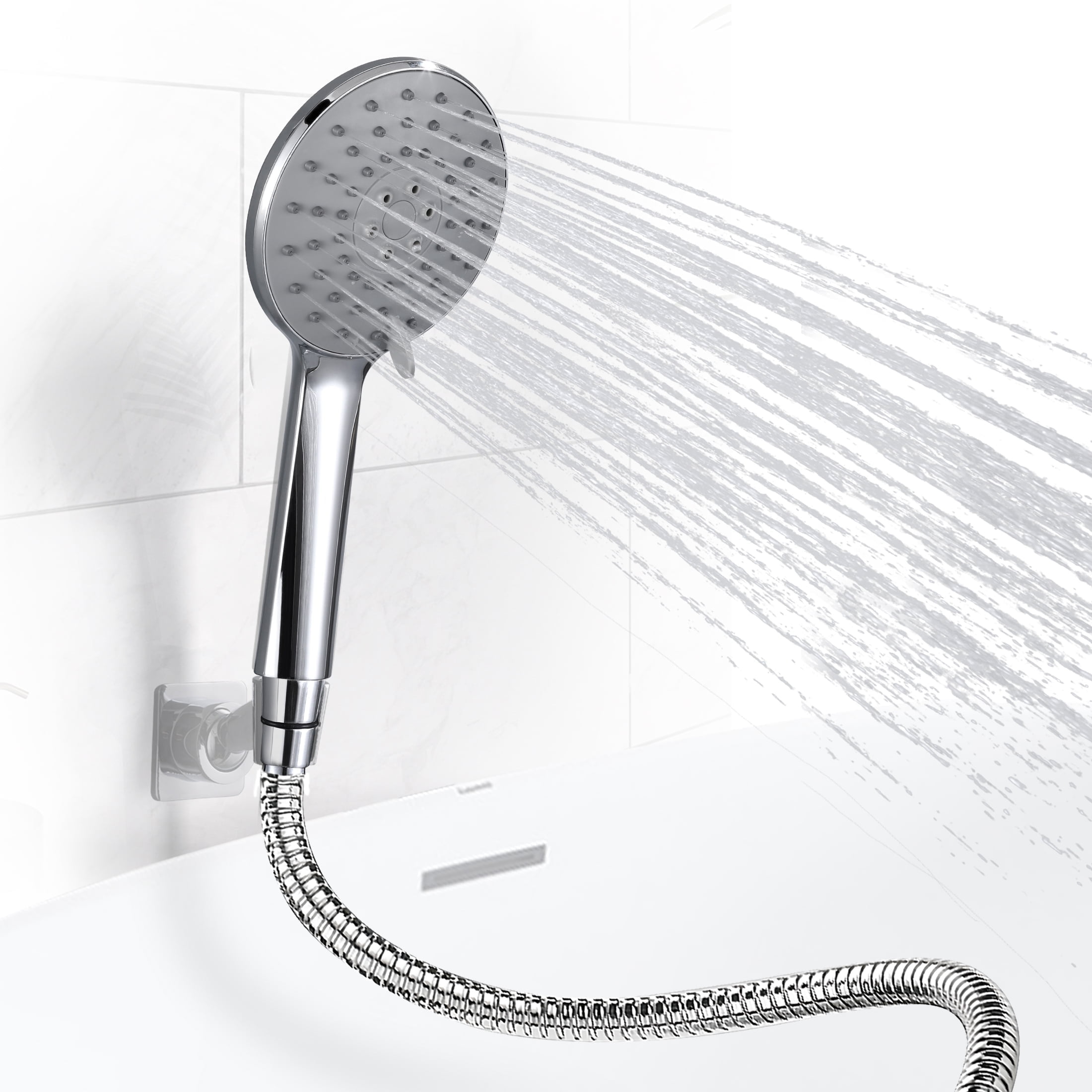 5 Inch Handheld Shower Head with Hose, High Pressure 3 Spray Settings ...