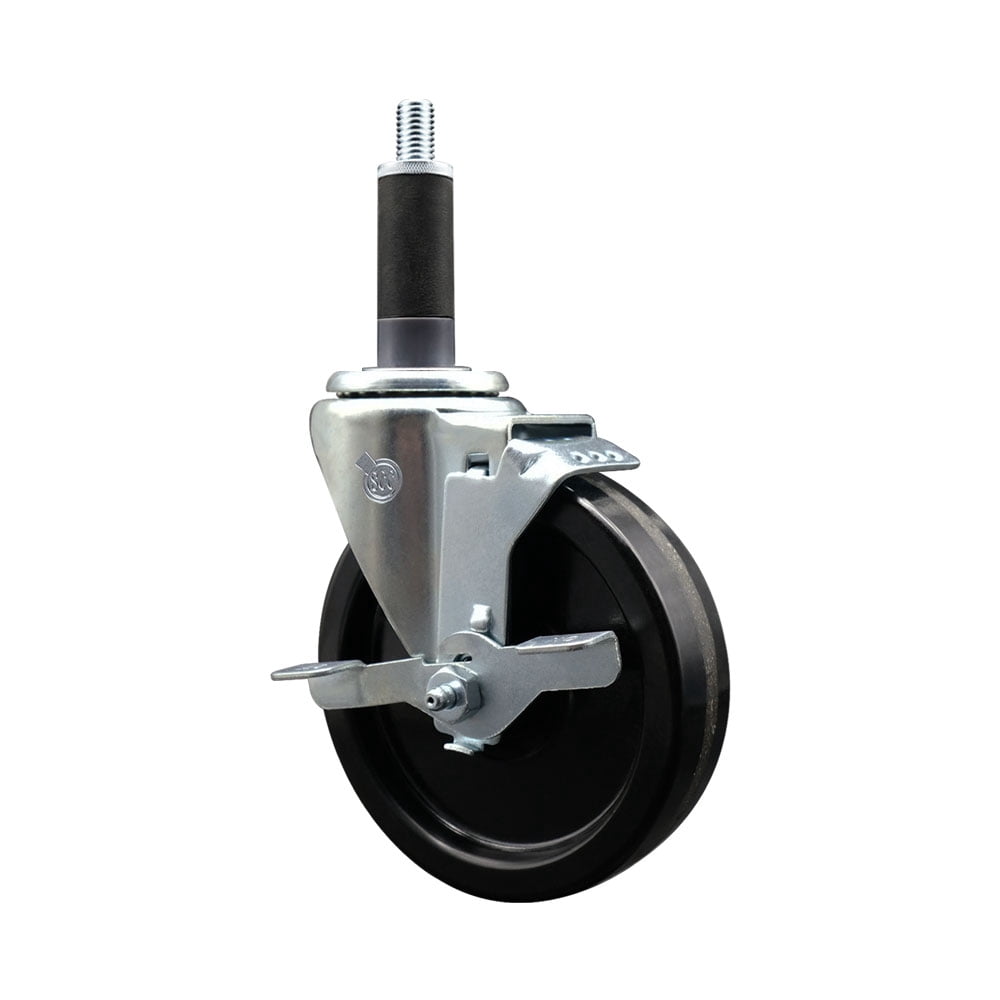 5 Inch Hard Rubber Swivel 1 Inch Expanding Stem Caster with Brake SCC ...