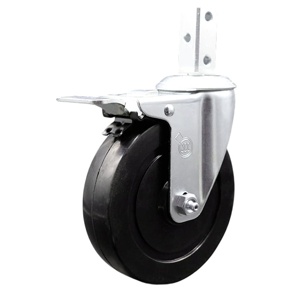 5 Inch Hard Rubber Swivel 3/4 Inch Square Stem Caster with Total Lock ...