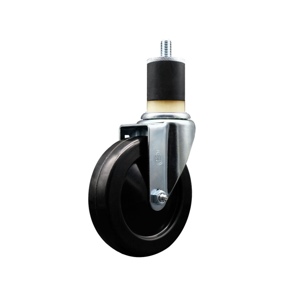 5 Inch Hard Rubber Wheel Swivel 1-7/8 Inch Expanding Stem Caster SCC ...