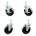 5 Inch Hard Rubber Wheel Swivel 10mm Threaded Stem Caster Set 2 Brakes ...