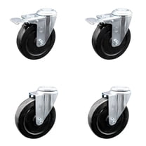 3 Inch Black Polyurethane Swivel Bolt Hole Caster Set with Total Lock ...