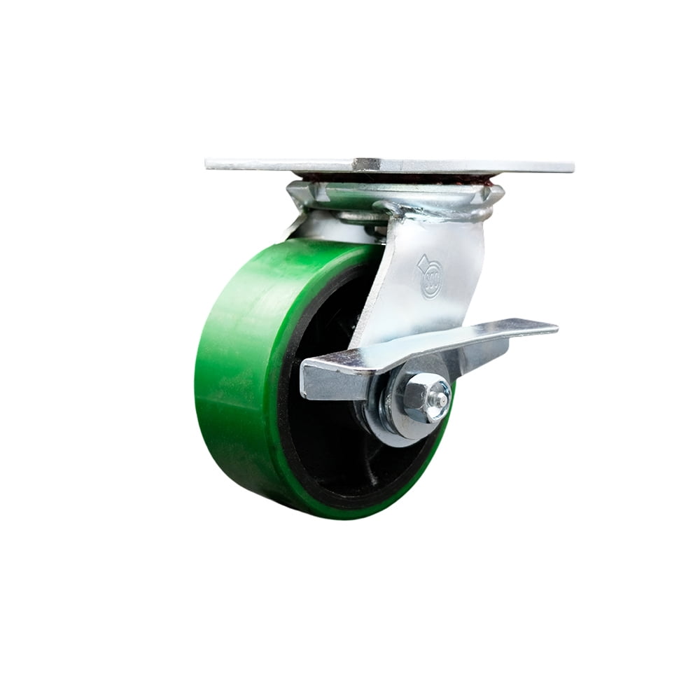 5 Inch Heavy Duty Green Poly on Cast Iron Caster with Roller Bearing ...