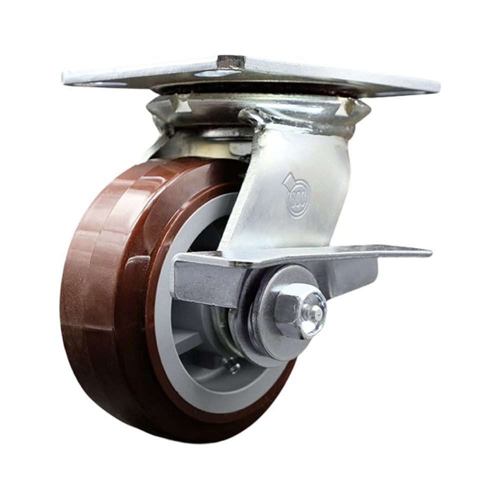 5 Inch Heavy Duty Polyurethane Caster with Ball Bearing and Brake ...