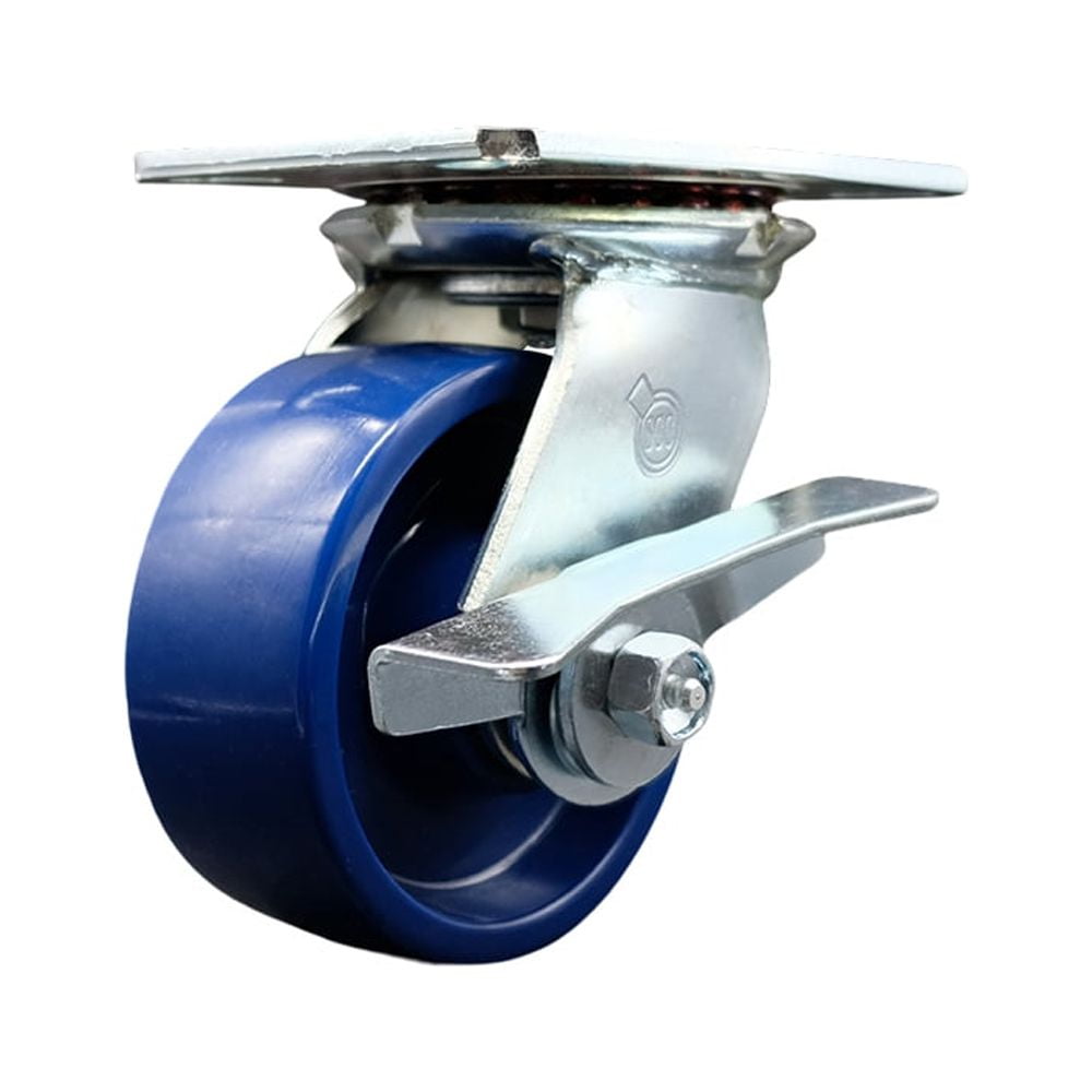 5 Inch Heavy Duty Solid Poly Caster with Roller Bearing and Brake ...