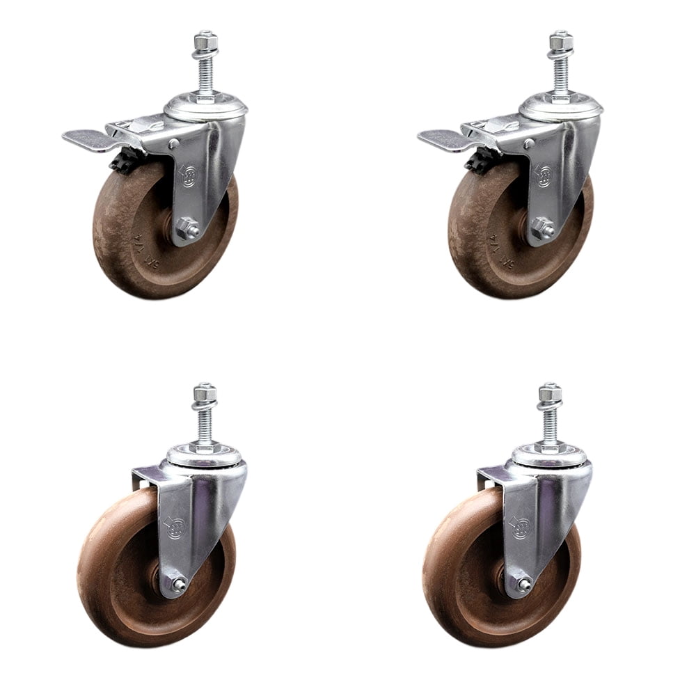 5 Inch High Temp Glass Filled Nylon 3/8 Inch Stem Caster Set 2 Total ...