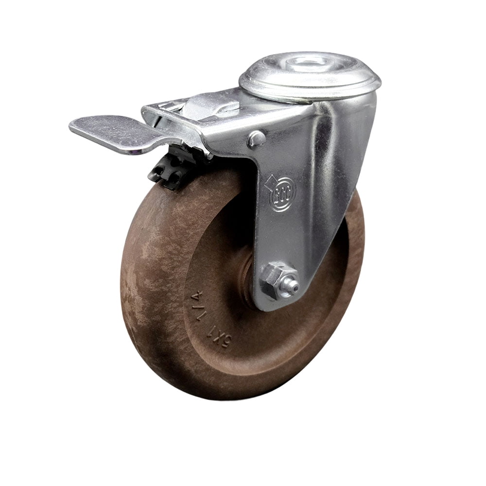5 Inch High Temp Glass Filled Nylon Bolt Hole Caster with Total Lock ...