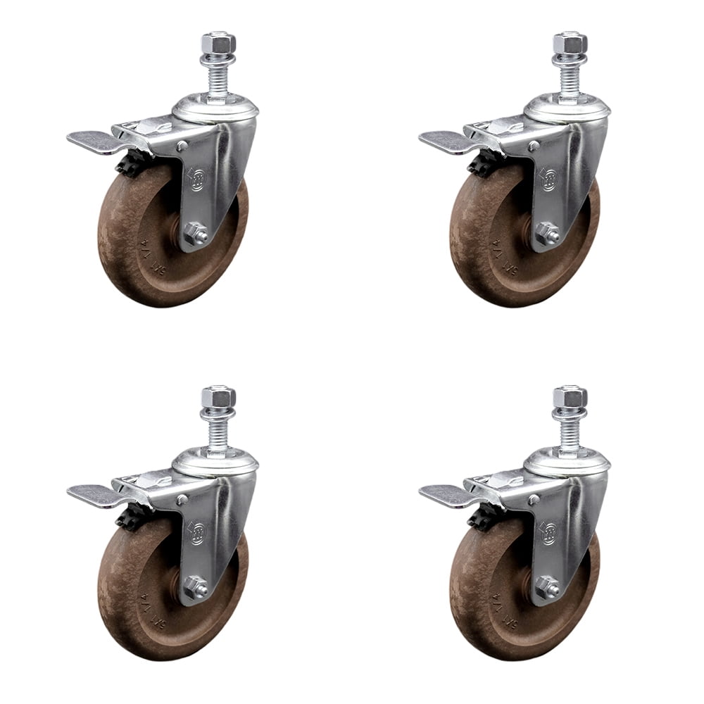 5 Inch High Temp Glass Filled Nylon ½ Inch Stem Caster Set with Total ...