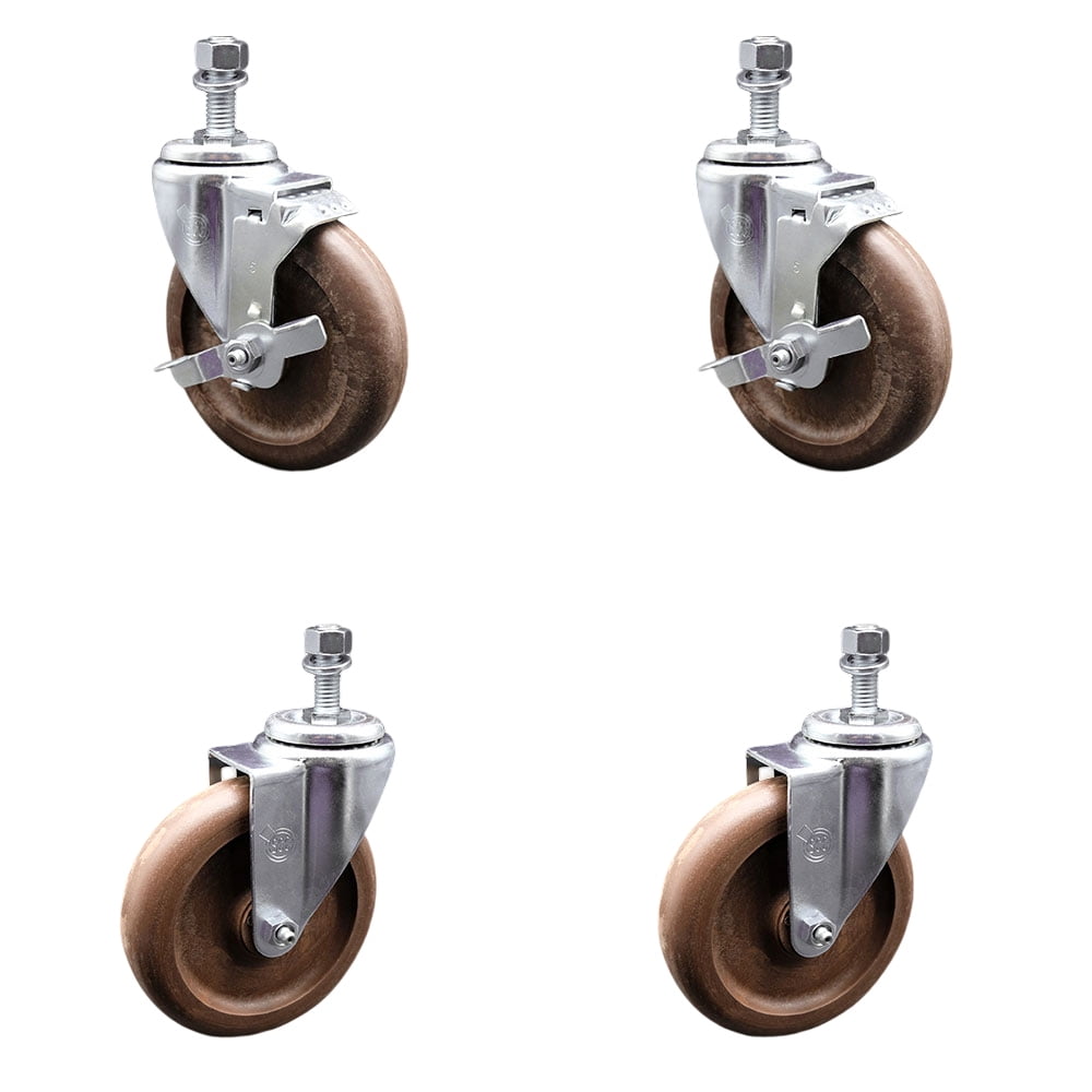 5 Inch High Temp Glass Filled Nylon ½ Inch Threaded Stem Caster Set 2 ...