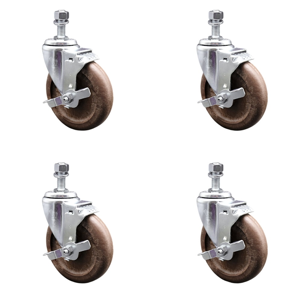 5 Inch High Temp Glass Filled Nylon ½ Inch Threaded Stem Caster Set ...