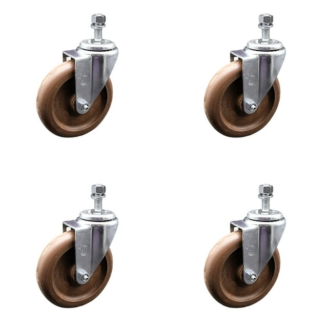 5 Inch High Temp Glass Filled Nylon Wheel Swivel ½ Inch Threaded Stem ...